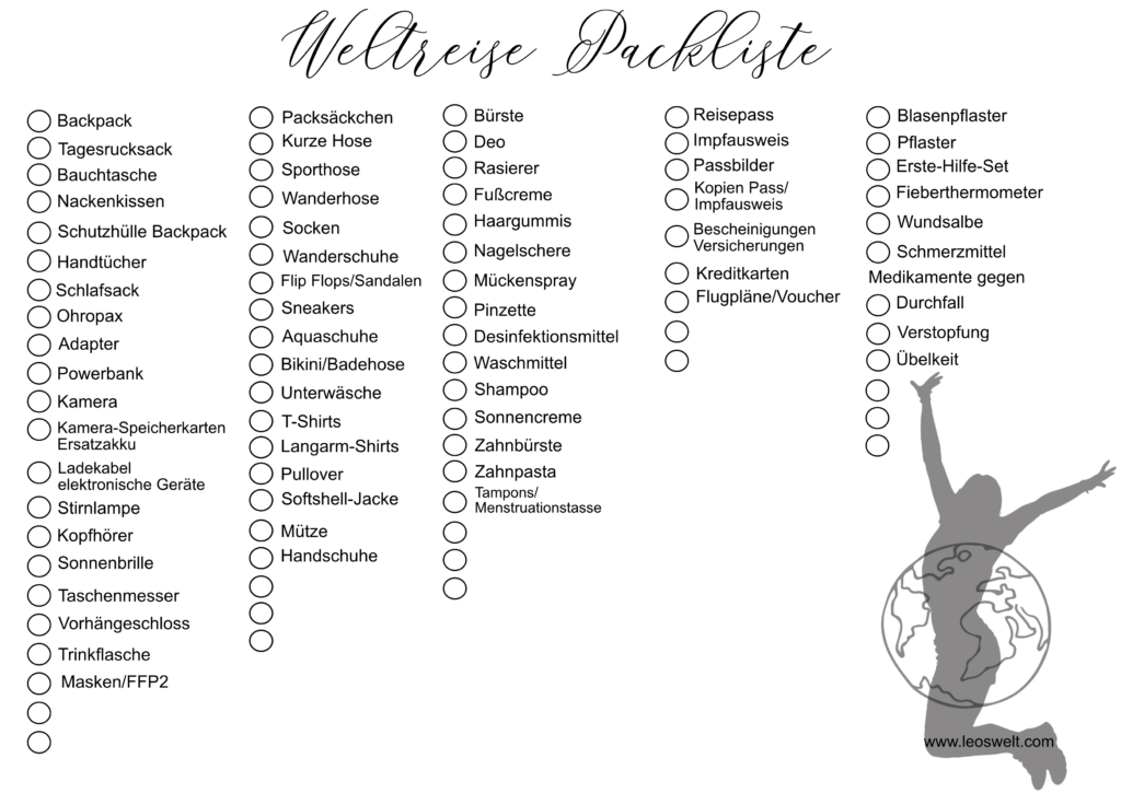 Weltreise Packliste - Leo's Welt